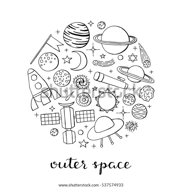 Hand Drawn Outline Space Icons Including Stock Vector (Royalty Free ...