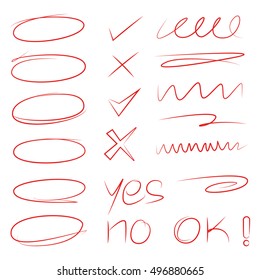 Hand Drawn Oval Markers Check Marks Stock Vector (Royalty Free ...