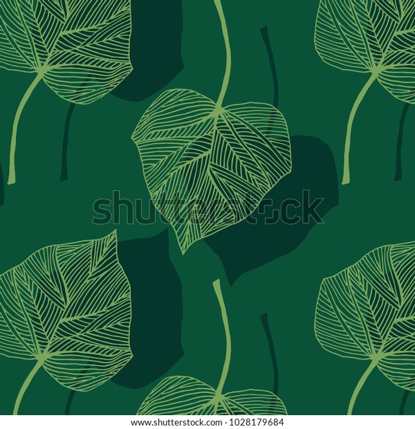 Hand Drawn Overlap Ivy Leaves Spring Stock Vector (Royalty Free ...