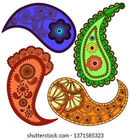 Hand Drawn Paisley Elements Arabic Oriental Stock Vector (Royalty Free ...