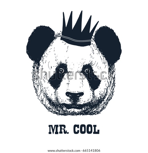 Hand Drawn Panda Crown Black White Stock Vector (Royalty Free) 665141806