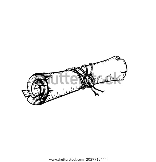 Hand Drawn Paper Scroll Parchment Sketch Stock Vector (Royalty Free ...