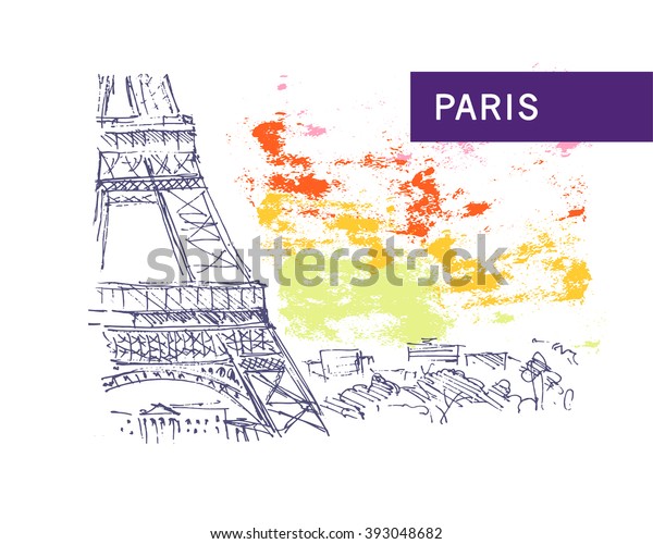Hand Drawn Paris City View Sketch Stock Vector (Royalty Free) 393048682