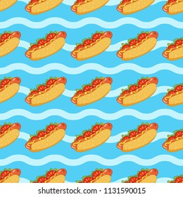 Hot Dog Vector Seamless Pattern Hot Stock Vector (Royalty Free) 683640424