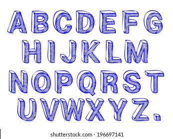 Hand Drawn Pen Ink Font Vector Stock Vector (Royalty Free) 196697141 ...