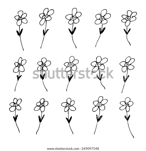 Hand Drawn Pen Ink Illustration Flowers Stock Vector (Royalty Free ...