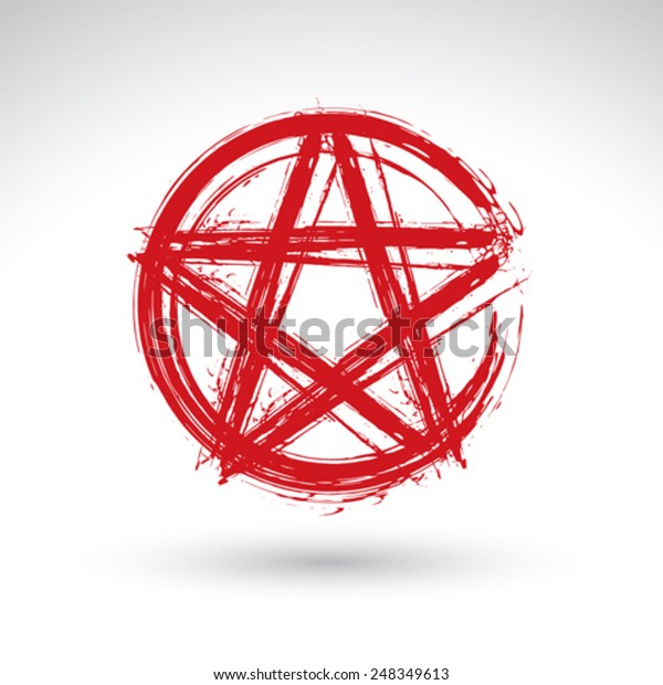Hand Drawn Pentagram Icon Scanned Vectorized: vetor stock (livre de ...