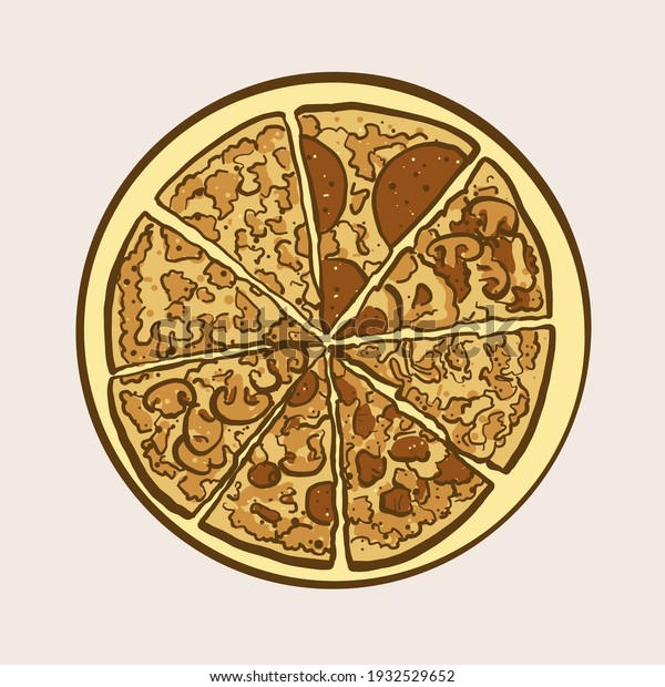 Hand Drawn Pizza Illustration Wall Art Stock Vector (Royalty Free ...