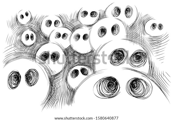 Hand Drawn Poltergeist Face Drawing Line Stock Vector (Royalty Free ...
