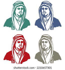 Hand Drawn Portrait Arab Man Vector Stock Vector (Royalty Free ...