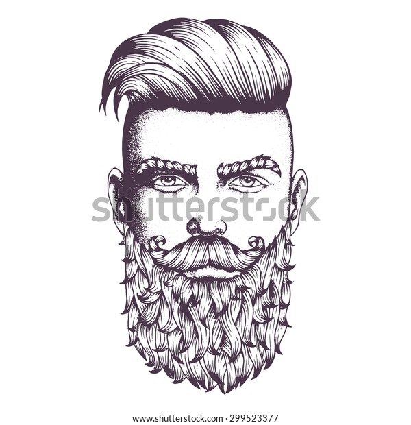 Hand Drawn Portrait Bearded Man Full Stock Vector (Royalty Free ...