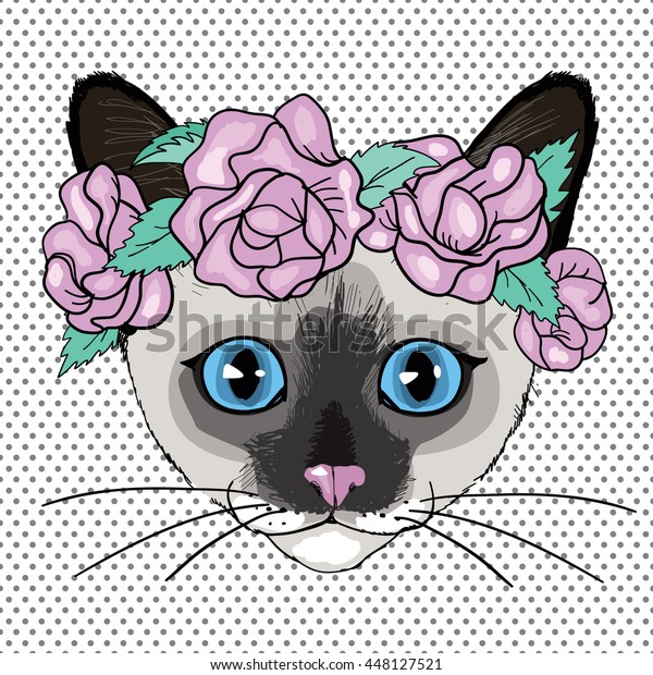 Hand Drawn Portrait Cute Cat Lady Stock Vector (Royalty Free) 448127521 ...