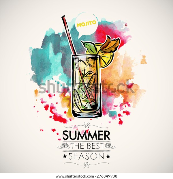 Hand Drawn Poster Cocktail Text On Stock Vector (Royalty Free ...