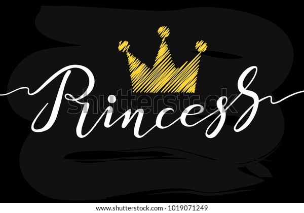 Hand Drawn Princess Typography Lettering Design Stock Vector (Royalty ...