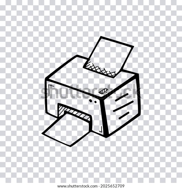 Hand Drawn Printer Isolated On Transparent Stock Vector (Royalty Free ...