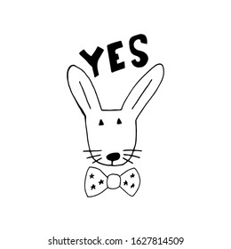 Hand Drawn Rabbit Head Word Yes Stock Vector (Royalty Free) 1627814509 ...