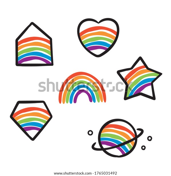 Hand Drawn Rainbow Illustration Set On Stock Vector (Royalty Free ...