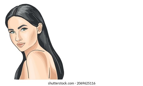 Hand Drawn Realistic Style Beautiful Woman Stock Vector (Royalty Free ...