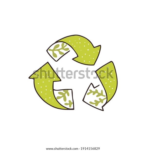 Hand Drawn Recycling Icon Tree Green Stock Vector (Royalty Free ...