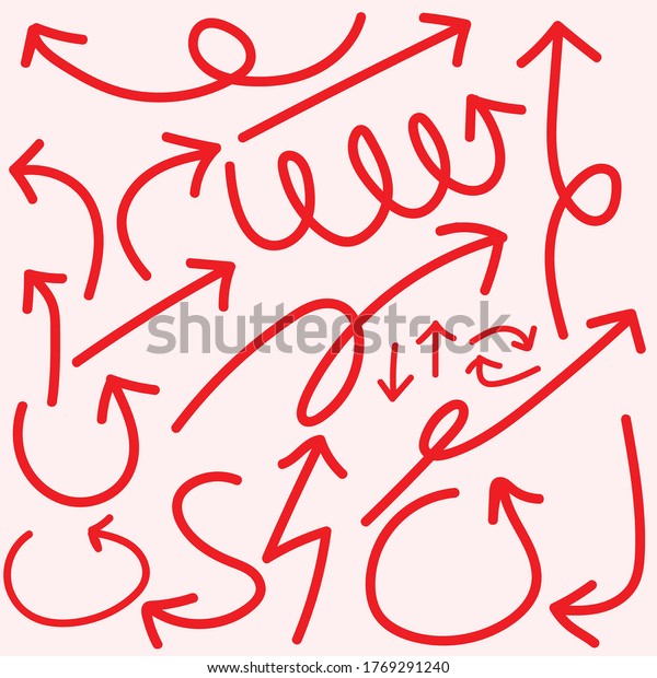 Hand Drawn Red Arrow Collection Stock Vector (Royalty Free) 1769291240 ...