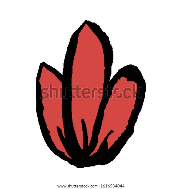 Hand Drawn Red Flower Isolated Black Stock Vector (Royalty Free ...