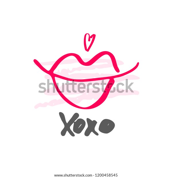 Hand Drawn Red Lipstick Text Sketched Stock Vector (Royalty Free ...
