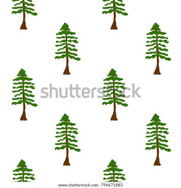 Hand Drawn Redwood Tree Forest Seamless Stock Vector (Royalty Free ...