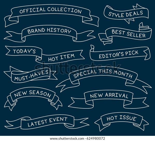 Hand Drawn Ribbon Banners Set Handwritten Stock Vector (Royalty Free ...