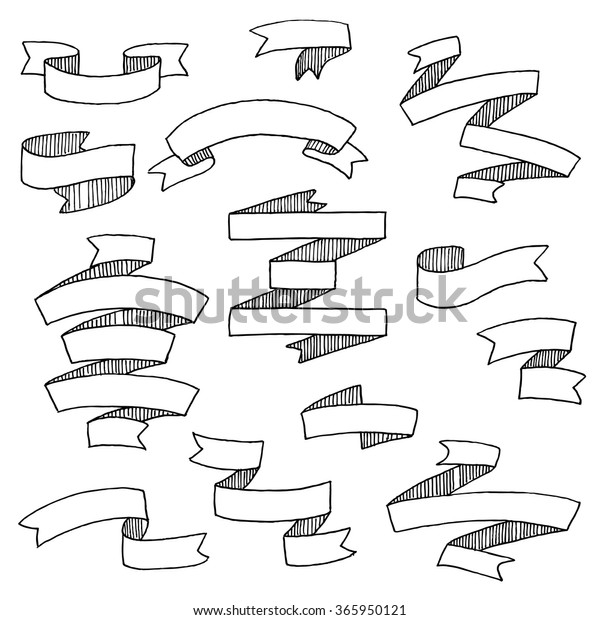 Hand Drawn Ribbons Set Vector Elements Stock Vector (Royalty Free) 365950121