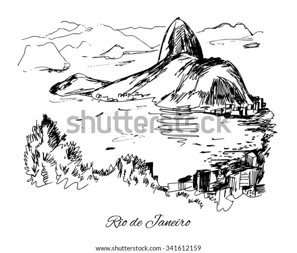 Hand Drawn Rio De Janeiro Coast Stock Vector (Royalty Free) 341612159 ...