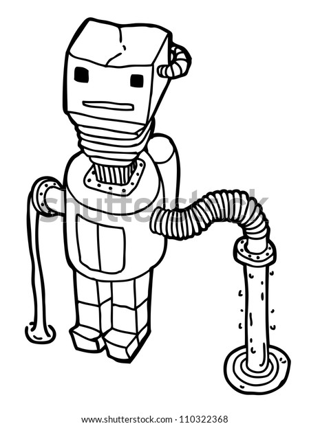 Hand Drawn Robot Caricature Stock Vector (Royalty Free) 110322368 ...