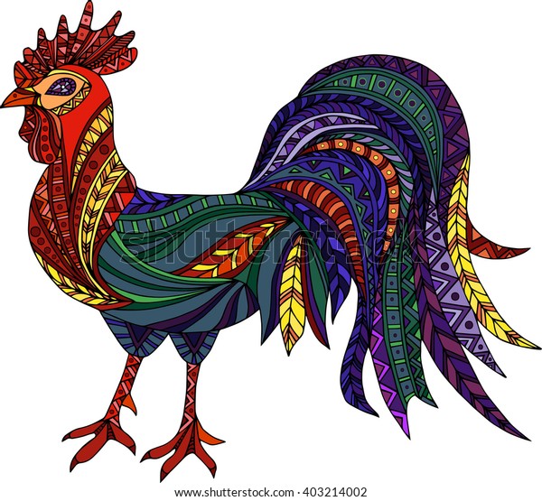 Hand Drawn Rooster Isolated On White Stock Vector (Royalty Free ...