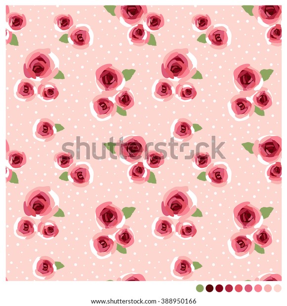 Hand Drawn Roses Dots Seamless Vector Stock Vector (Royalty Free) 388950166