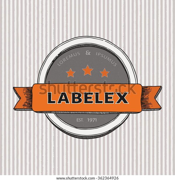Hand Drawn Round Vintage Logo Ribbon Stock Vector (Royalty Free ...