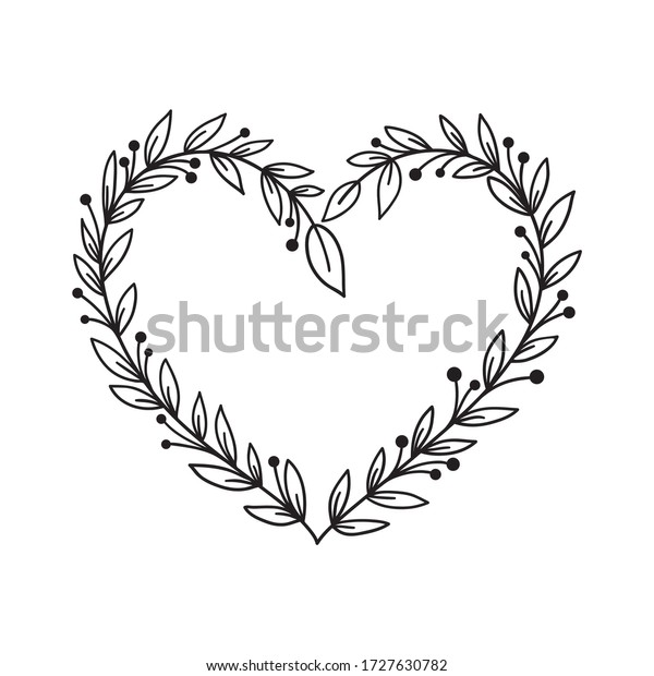 Hand Drawn Rustic Floral Frame Laurel Stock Vector (Royalty Free ...