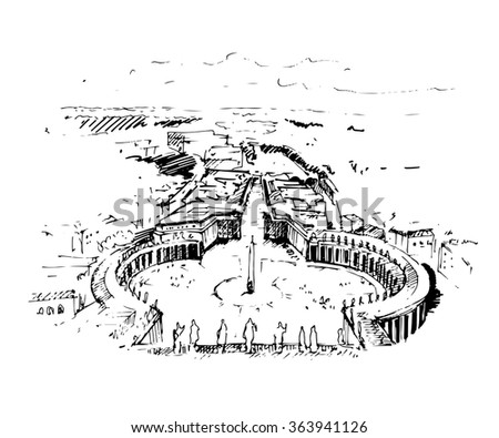 Hand Drawn Saint Peter Square Saint Stock Vector (Royalty Free ...