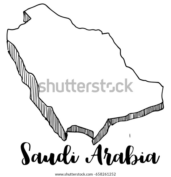 Hand drawn of Saudi Arabia map, vector illustration