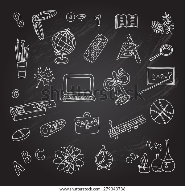 Hand Drawn School Objects Set Design Stock Vector (Royalty Free ...