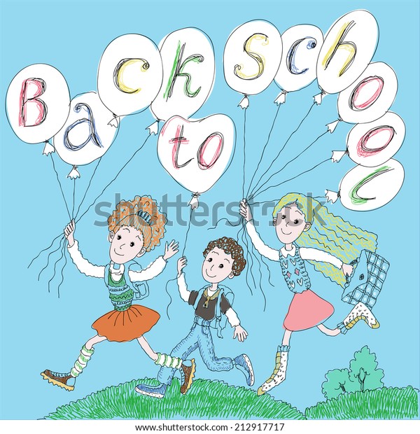 Hand Drawn School Students Balloons Stock Vector (Royalty Free ...