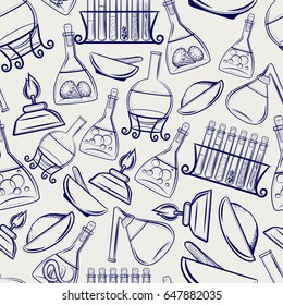 Hand Drawn Science Lab Equipment Seamless Stock Vector (Royalty Free ...