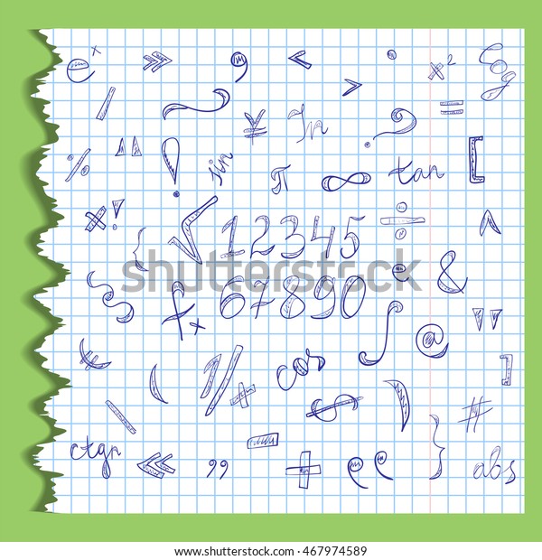 Hand Drawn Scribble Mathematics Symbols Numbers Stock Vector (Royalty ...