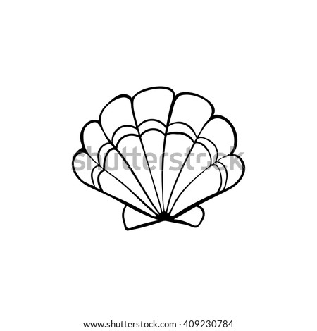 Hand Drawn Sea Shell Scallop Outline Stock Vector (Royalty Free ...