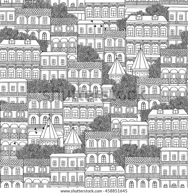 Hand Drawn Seamless Pattern Georgian Style Stock Vector (Royalty Free ...