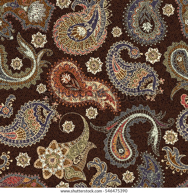Hand Drawn Seamless Pattern Paisley Texture Stock Vector (Royalty Free ...