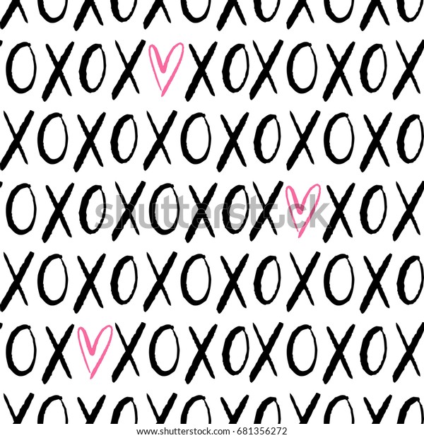 Hand Drawn Seamless Vector Xo Hearts Stock Vector (Royalty Free ...