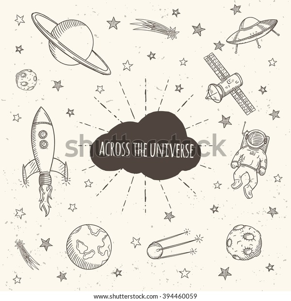 Hand Drawn Set Astronomy Doodles Stock Vector (Royalty Free) 394460059