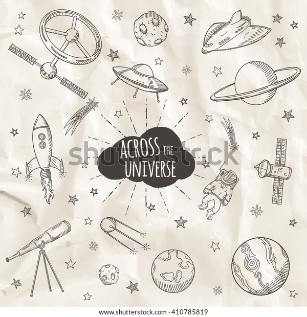 Hand Drawn Set Astronomy Doodles Stock Vector (Royalty Free) 410785819 ...