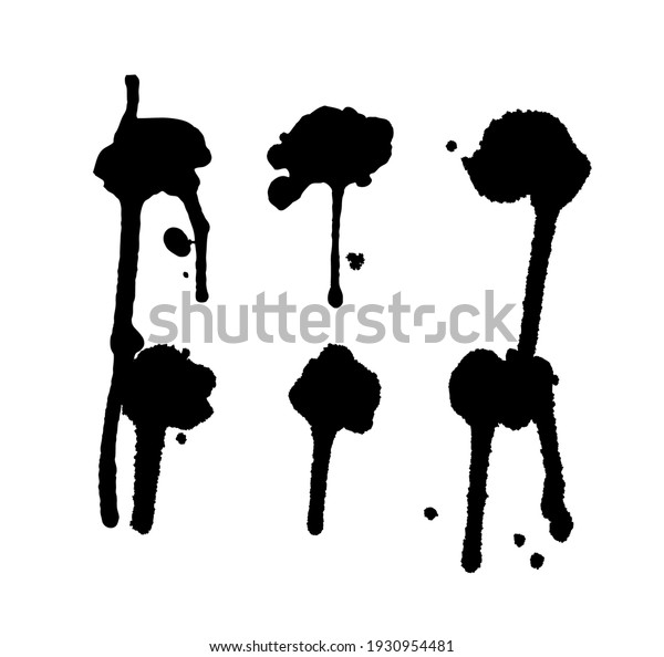 Hand Drawn Set Black Paint Drop Stock Vector (Royalty Free) 1930954481 ...
