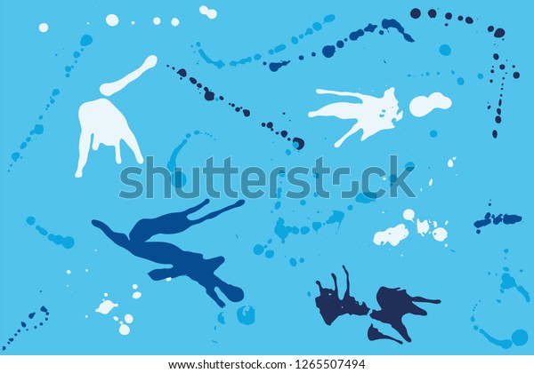 Hand Drawn Set Blue Ink Spots Stock Vector (Royalty Free) 1265507494 ...
