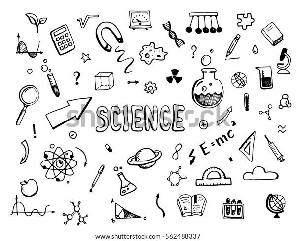 Hand Drawn Set Cartoon Science Elements Stock Vector (Royalty Free ...